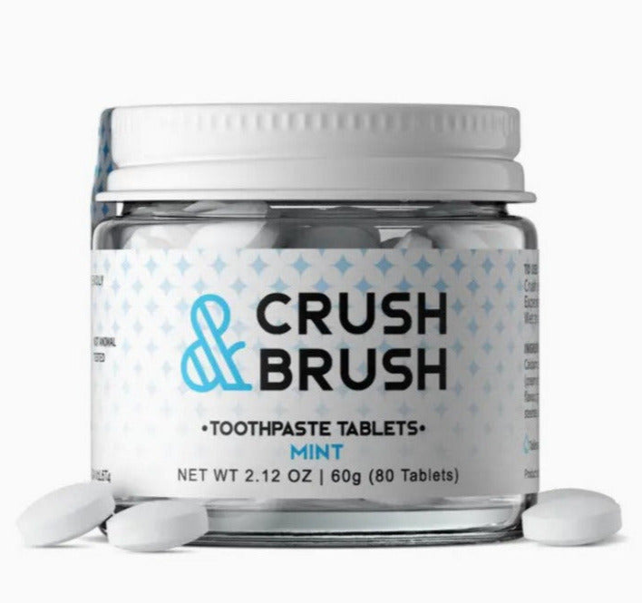 Crush & Brush Mint Toothpaste Tablets in a Jar | Mess-Free & Portable